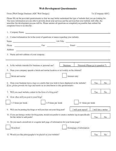 32 Sample Questionnaire Templates in Microsoft Word 32 Sample Questionnaire Templates in Microsoft Word