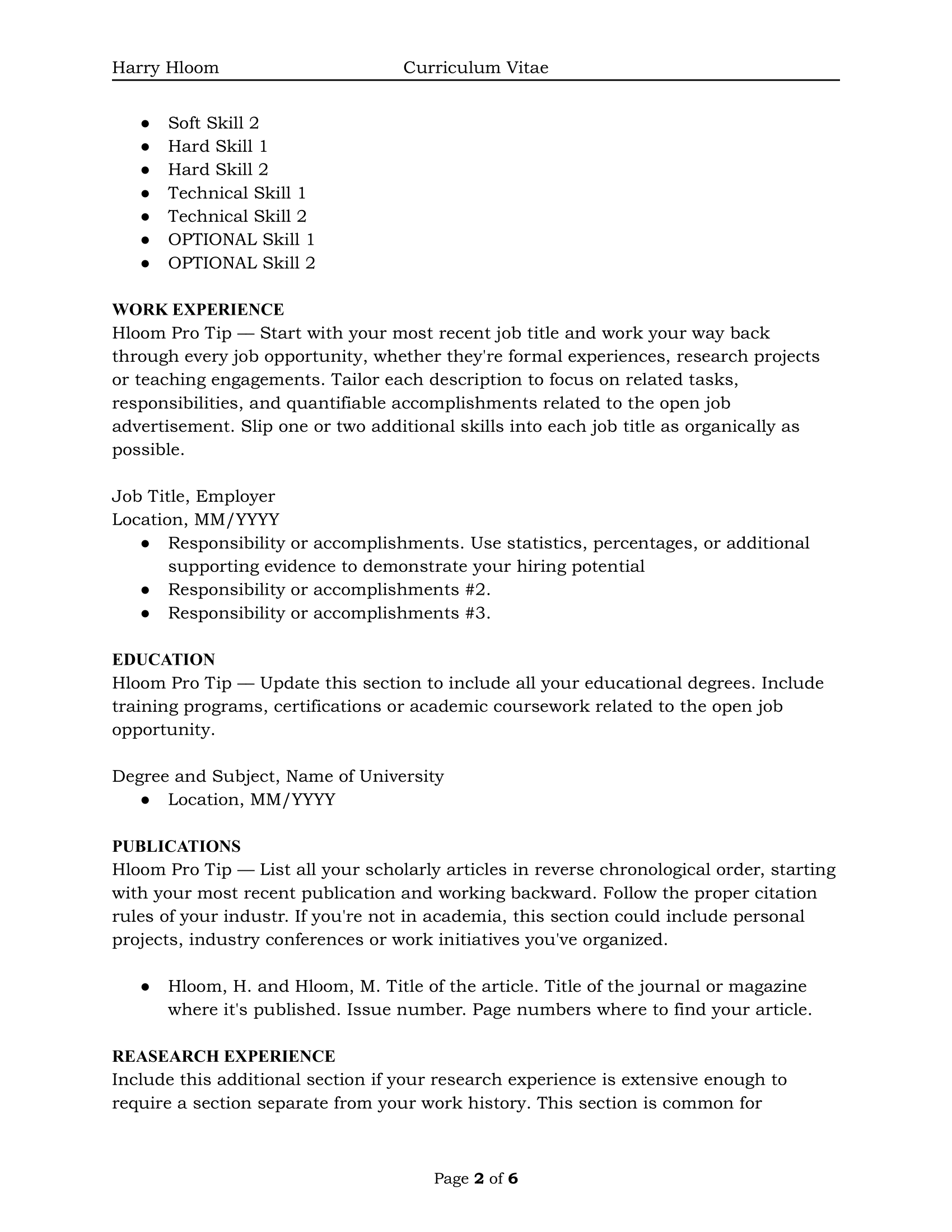 Professional CV Templates (Curriculum Vitae)