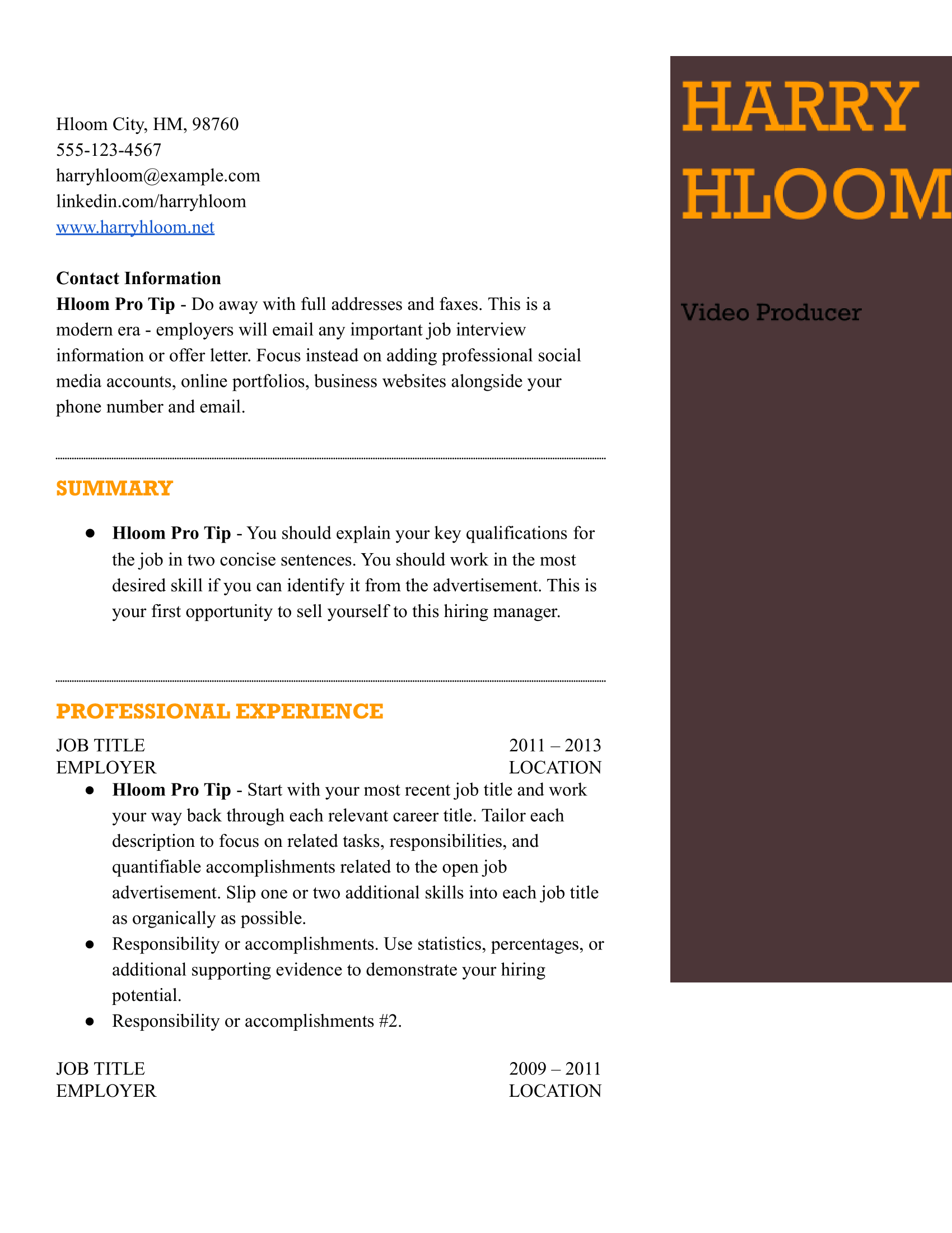 Video Producer Resume Examples for 2024 (Template and Guide)