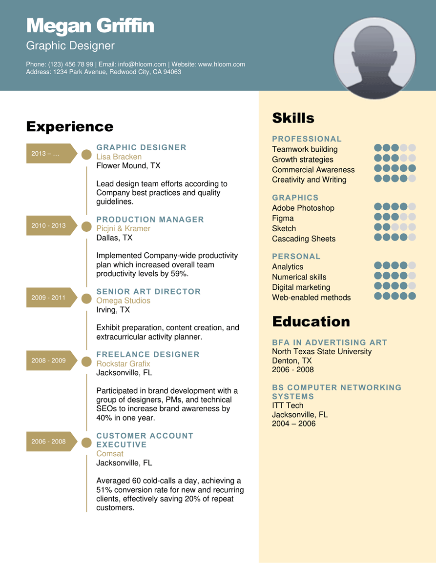 49 Creative Resume Templates [Unique Non-Traditional Designs] | Hloom