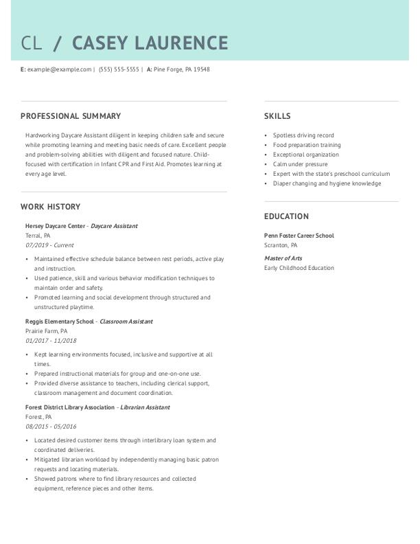Day Care Assistant | Free Resume Templates + How-To Guide