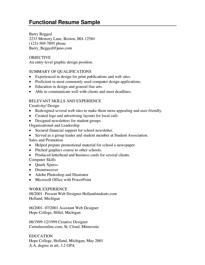 Functional Resume Format: Examples & Free Downloads