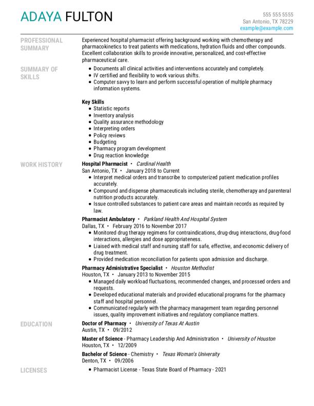 10+ Hospital Pharmacist Resume Templates for 2025