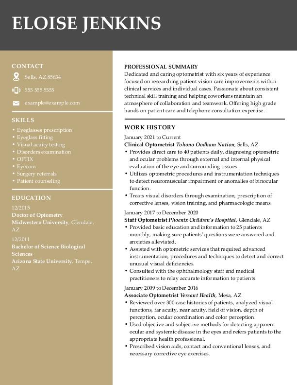 Optometrist | Free Resume Templates + How-To Guide