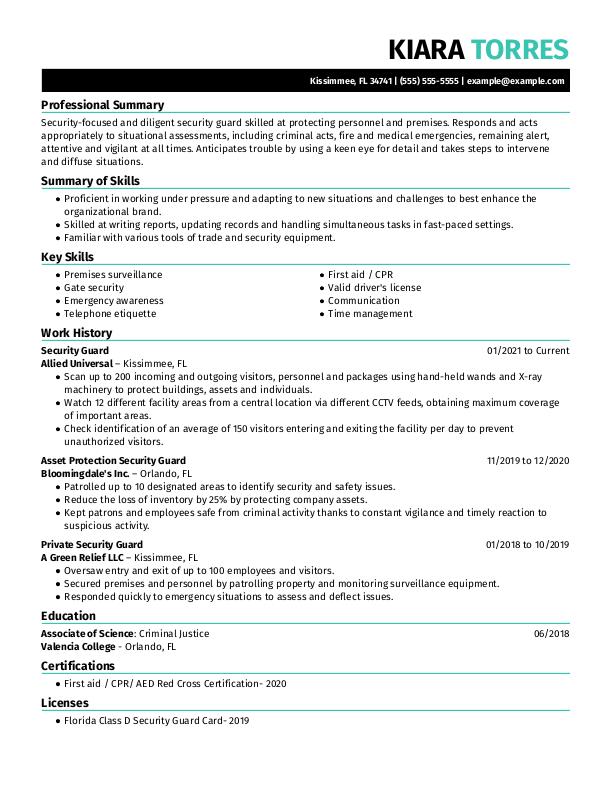 Security Guard | Free Resume Templates + How-To Guide